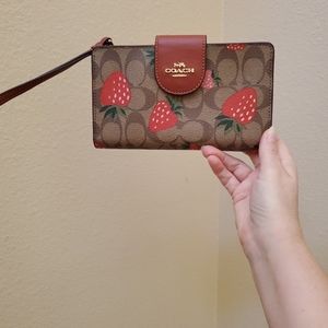 Coach | Bags | Coach Tech Wallet In Signature Canvas With Wild ...